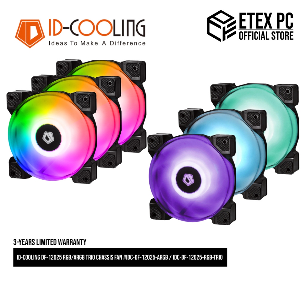 ID-COOLING DF-12025 RGB/ARGB Trio Chassis Fan IDC-DF-12025-ARGB / IDC ...