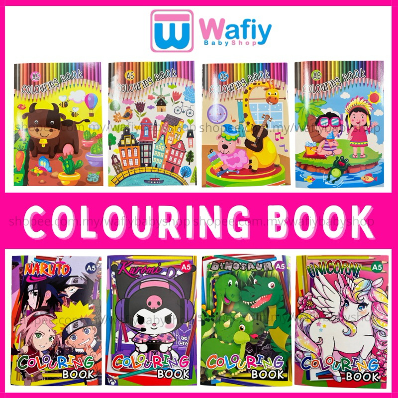 Buku mewarna / colouring book A5 A4 cartoon 16 muka surat fancy ...