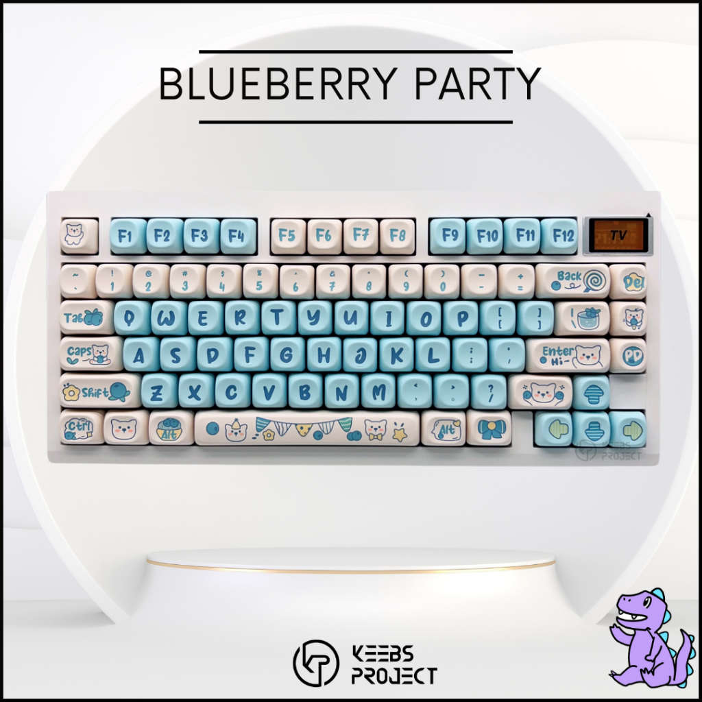 Blueberry Party Bear PBT Moa Profile Keycap Set for Mechanical Keyboard ...