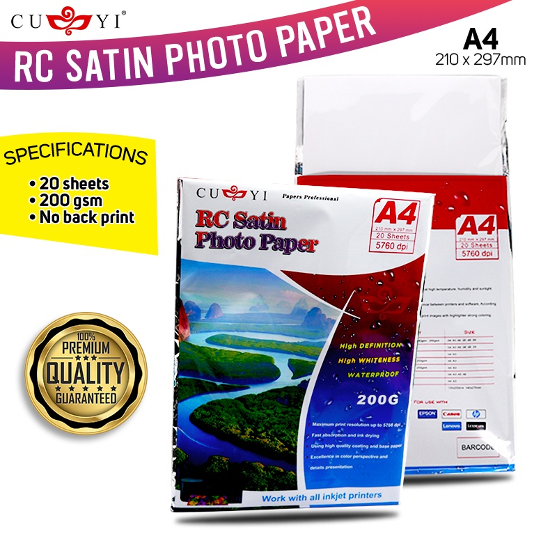 RC Photo Paper High Glossy Inkjet Photo Paper No Backprint 200gsm A4 ...