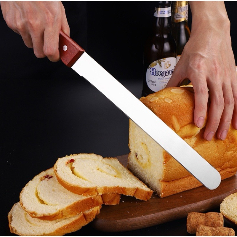 12/14 Inch Stainless Steel Cake Knife Bread Knife Toast Wooden Handle ...