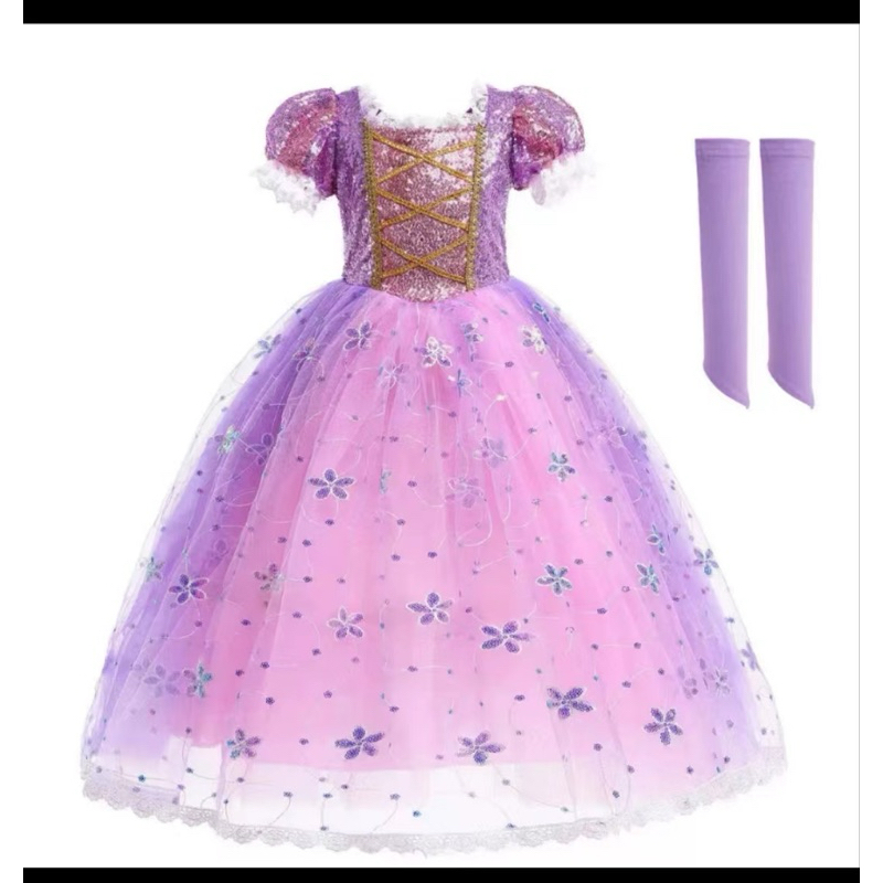 Disney Movie Princess Rapunzel Dress With Glove Set | Shopee Singapore