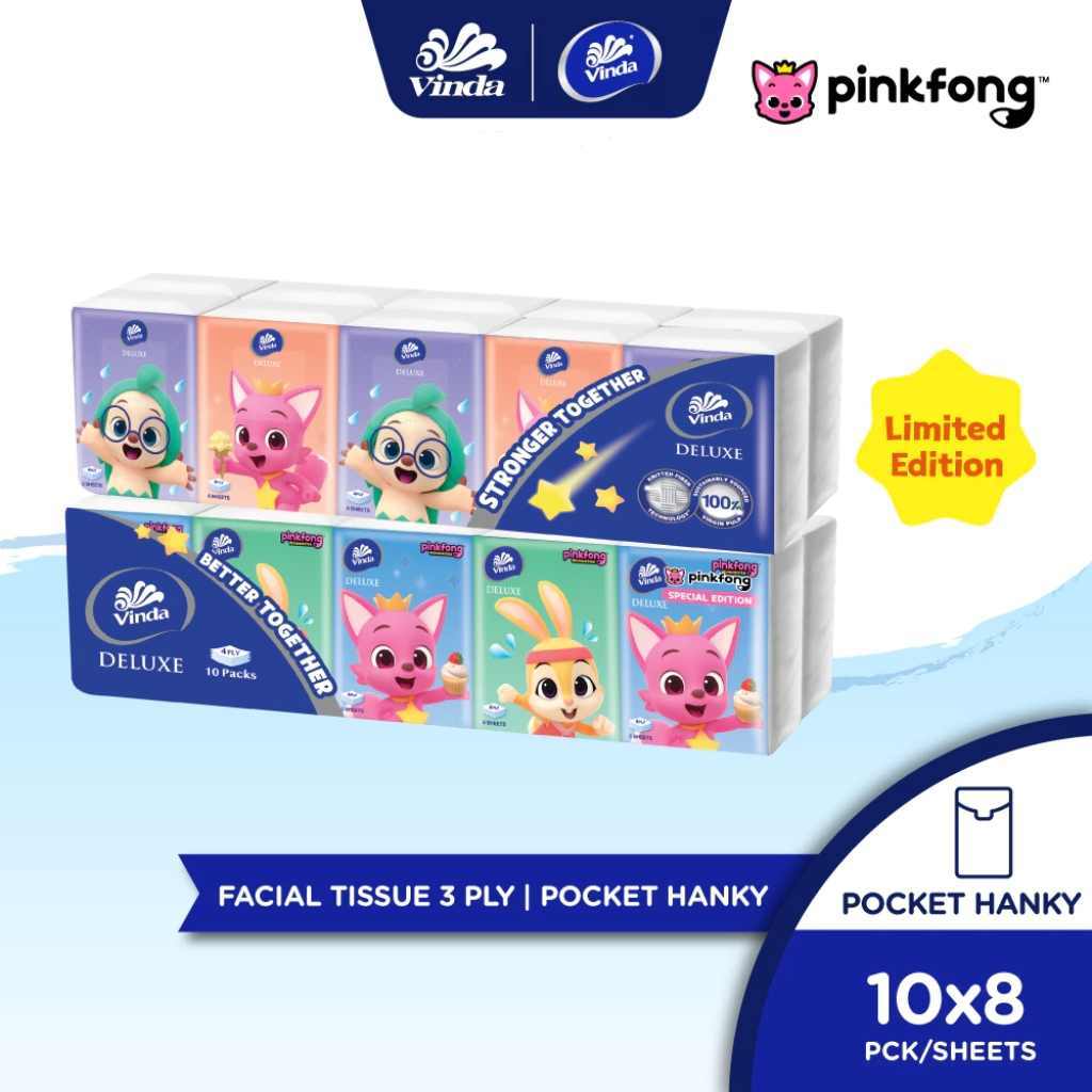 Vinda Deluxe Pocket Hanky PinkFong Limited Edition (10x8s) | Shopee ...