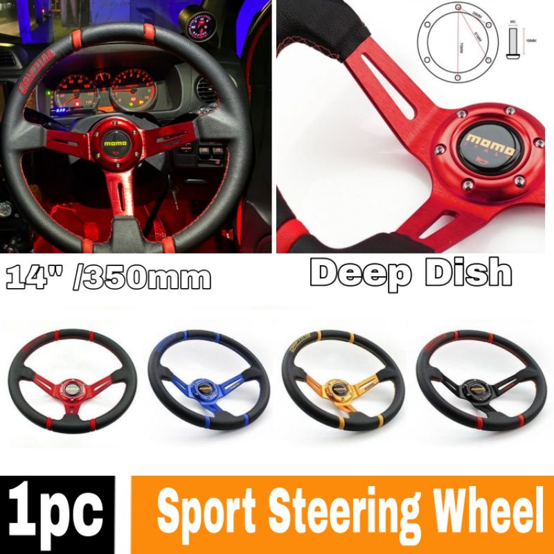 14‘’ Universal Car Sport Steering Wheel 350mm deep dish Drifting ...