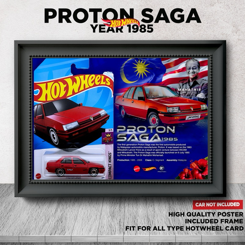 Frame Hotwheel Proton Saga 1985 Poster With Frame | Shopee Singapore