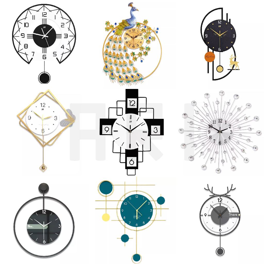 ARI Luxury 3D Metal Frame Circular Creative Mural Wall Clock with ...