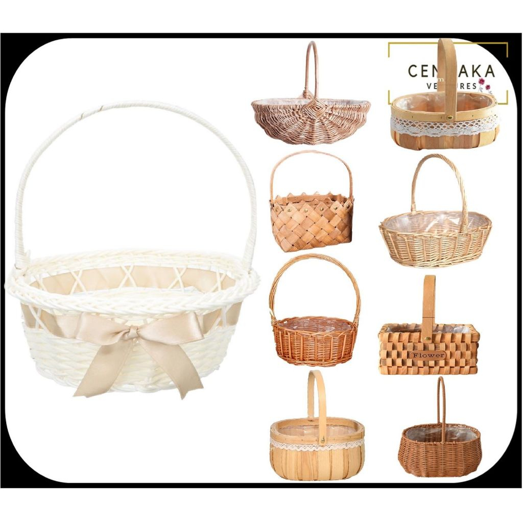 Flower Rattan Bamboo Oval Wicker Woven Weaving Basket Bakul Hantaran ...