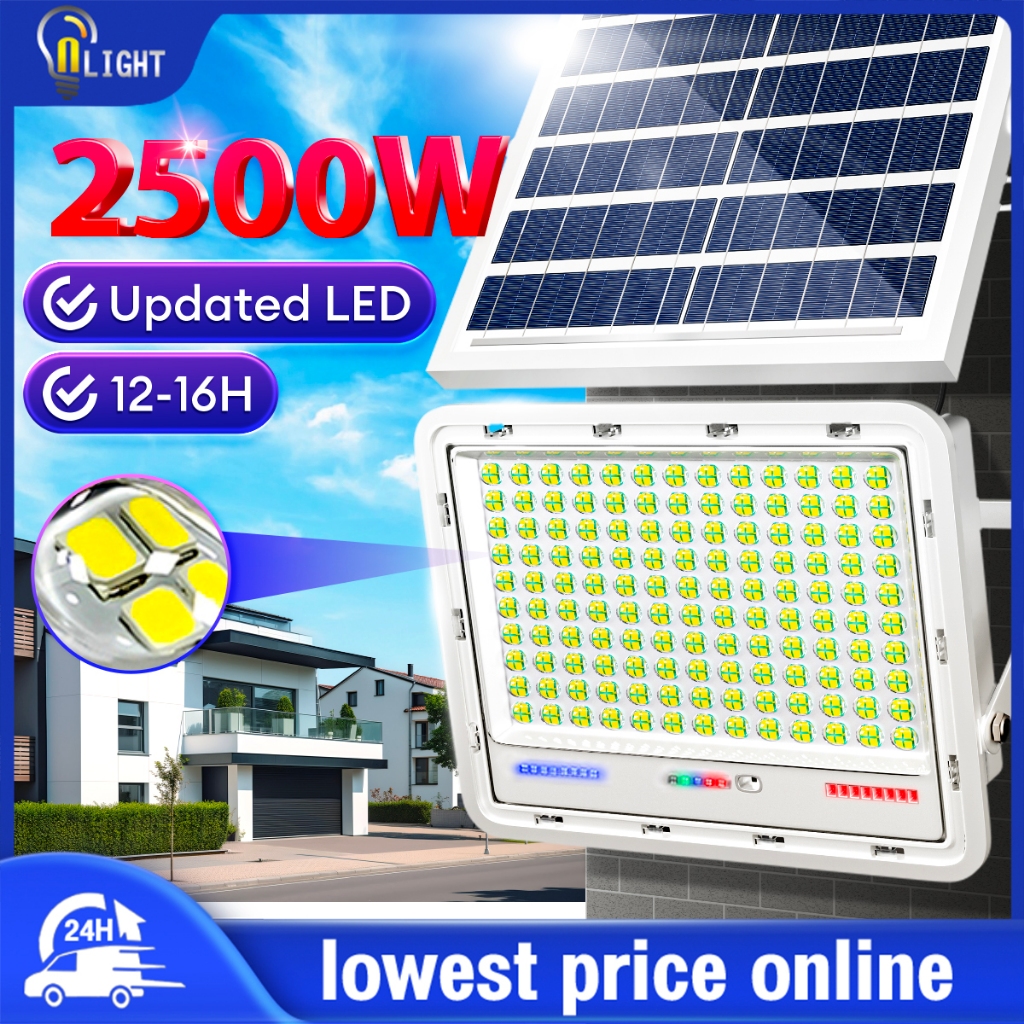 Free Warranty Lampu Solar 2500W Solar Light Outdoor Lighting Waterproof ...