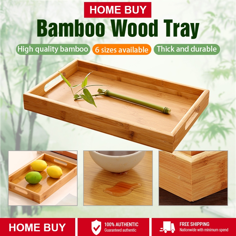 6 Size Wood Bamboo Trays Wooden Tray Miniis Dulang Kayu Bamboo Plate ...