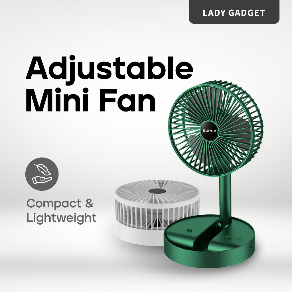 Adjustable Mini Fan Kipas Small Cooling Desk Home Office Battery USB ...