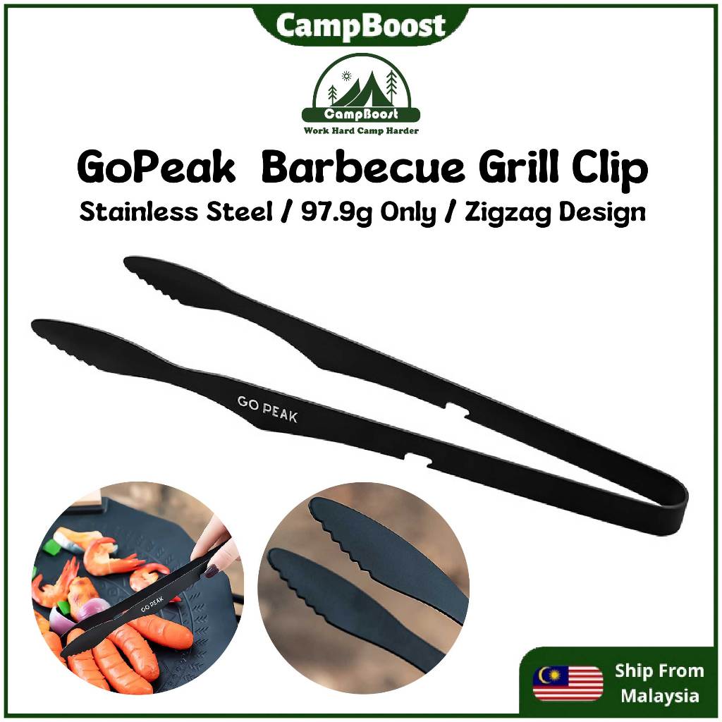 CampBoost GOPEAK Barbecue Grill Clip Stainless Steel Bbq Grill Tongs ...