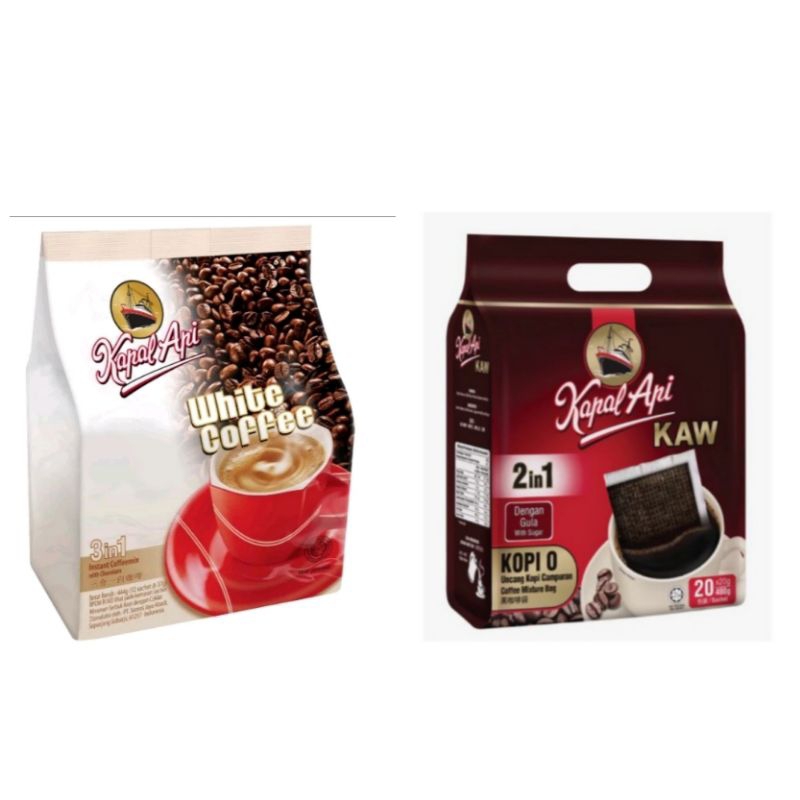 Kapal Api White Coffee 3 in 1 (37gram x 15 sachet) 2 in 1 (20gram x 20 ...