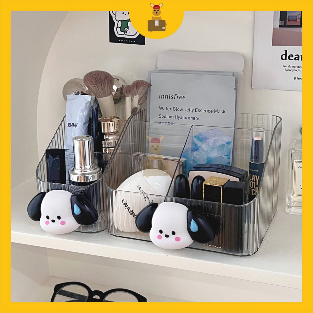 Transparent Stripe Table Organizer Desktop Partition Storage Box ...