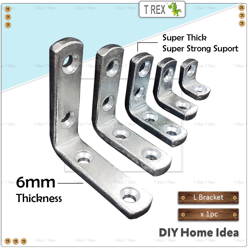 T Rex DIY Super Thick Steel Metal Angle L Bracket Hardware / Angle Bar ...