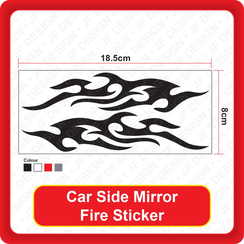 [101]Quality Car Sticker Fire Design [Car Side Mirror][18.5cm x 8cm ...