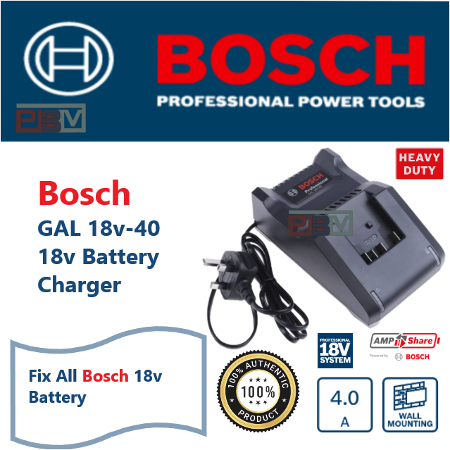 BOSCH GAL 18V-40 Quick Charger GAL18v-40 18v Cordless Battery Charger ...