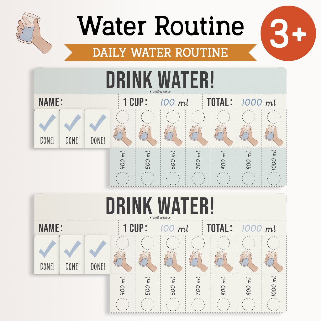 Kids Daily Water Routine Board Water Intake Water Tracker Hydration ...