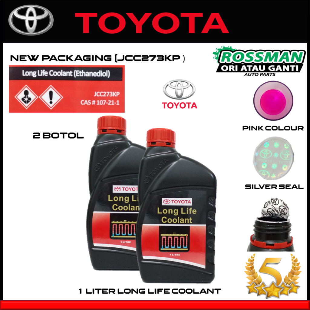 ! 2 Botol New TOYOTA COOLANT 1L ANTIFREEZE LONG LIFE PINK COOLANT ...