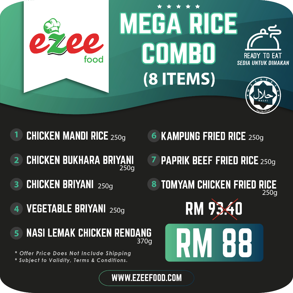 EZEEFOOD MEGA RICE COMBO / COMBO MEGA NASI LOW GI, TO EAT MRTE / RTE ...