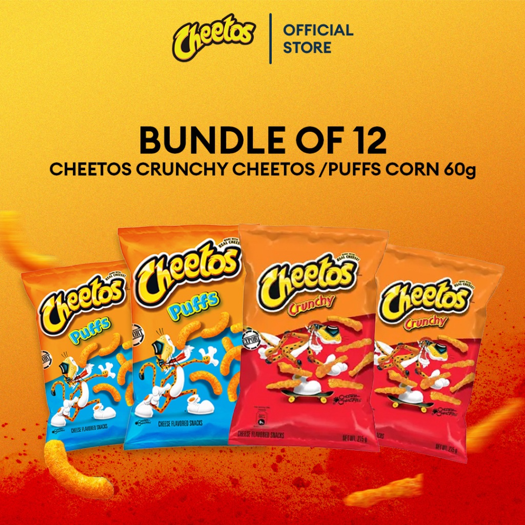 Cheetos Crunchy Cheese/Puffs Corn Chips (60g x 12) | Shopee Singapore