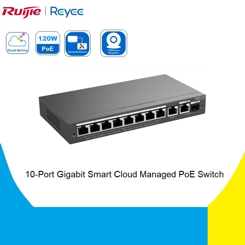 Ruijie Reyee RG-ES210GS-P 10-Port Gigabit Smart Cloud Managed PoE Switch | Shopee Singapore