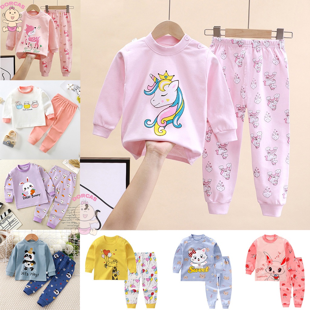 [3Mths-5yrs] Baby Girl Cotton Pajamas Long-sleeved Shirt + Tousers ...