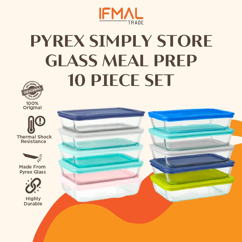 Pyrex Simply Store Glass Meal Prep 10 Piece Set | | Glass Food Storage ...
