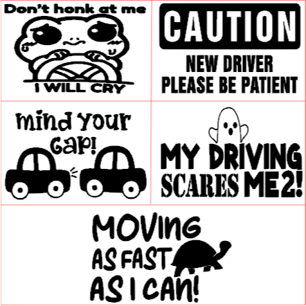 STICKER CARTOON NEW DRIVER DECAL CARS DRIVING FUNNY CUTE FOR DECORATION ...