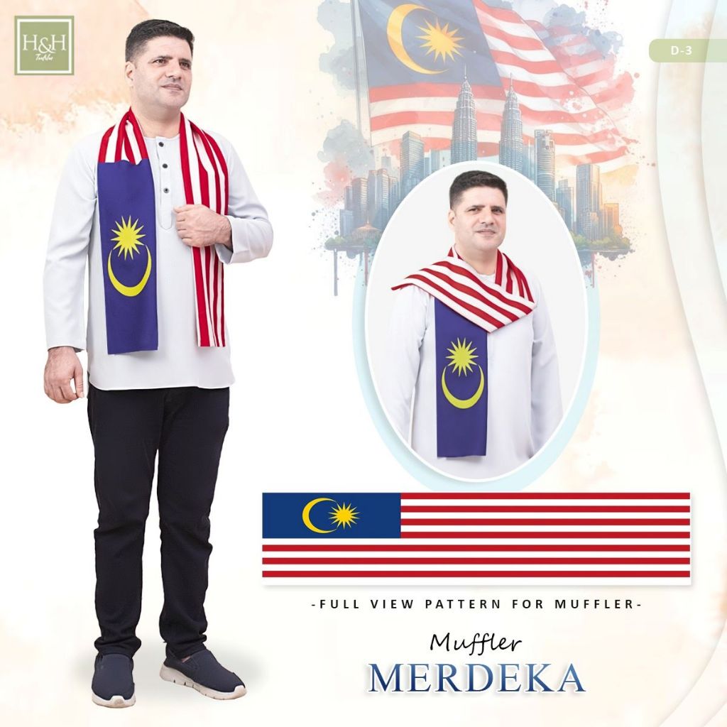 Merdeka 2024 Viral Stylish Muffler Scarf Merdeka for Adult Men by H&H ...