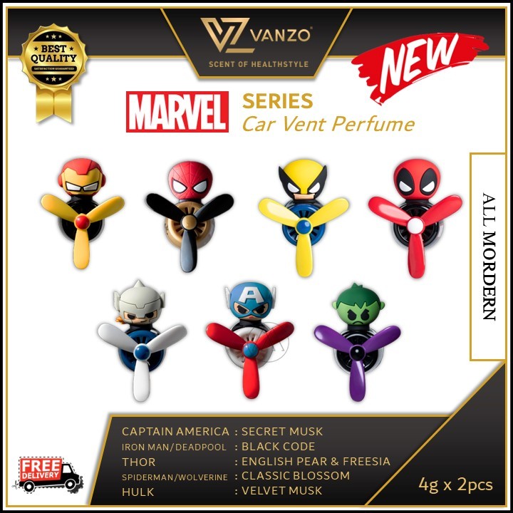 100% VANZO X MARVEL SERIES Scent Car Vent Perfume Car Air Freshener ...