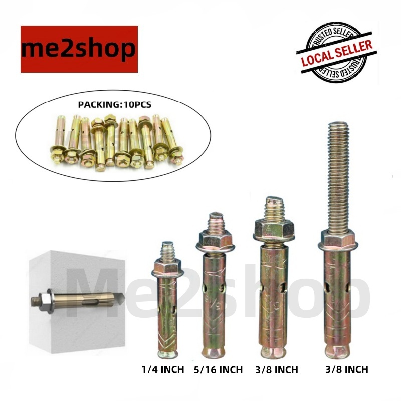 (10PCS) SLEEVE ANCHOR /METAL WALL PLUG /BESI SKRU DINDING (1/4 INCH ,5/ ...