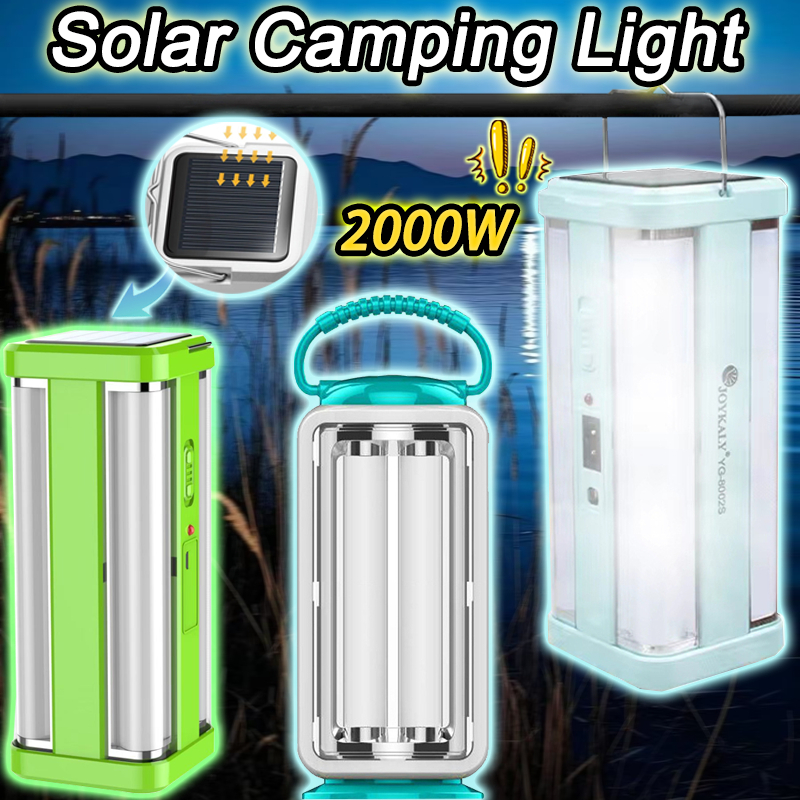 2000W Portable Solar LED Light DC+SOLAR Rechargeable Emergency Light ...