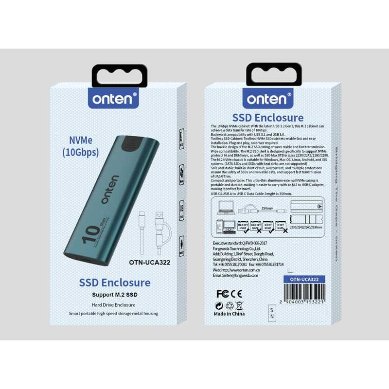 Onten NVMe (10Gbps) SSD Enclosure : Model Otn-Uca322 | Shopee Singapore