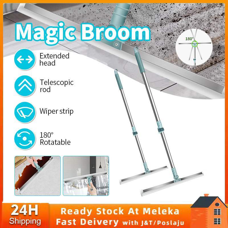 Silicone Magic Broom Dual-Use180 Degree Rotatable Floor Scraper Home ...