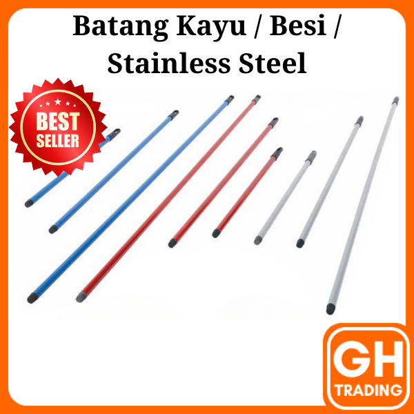 KAYU Long Broom Rod Wooden Rod Broom Stick Round Wooden Rod Stainless ...
