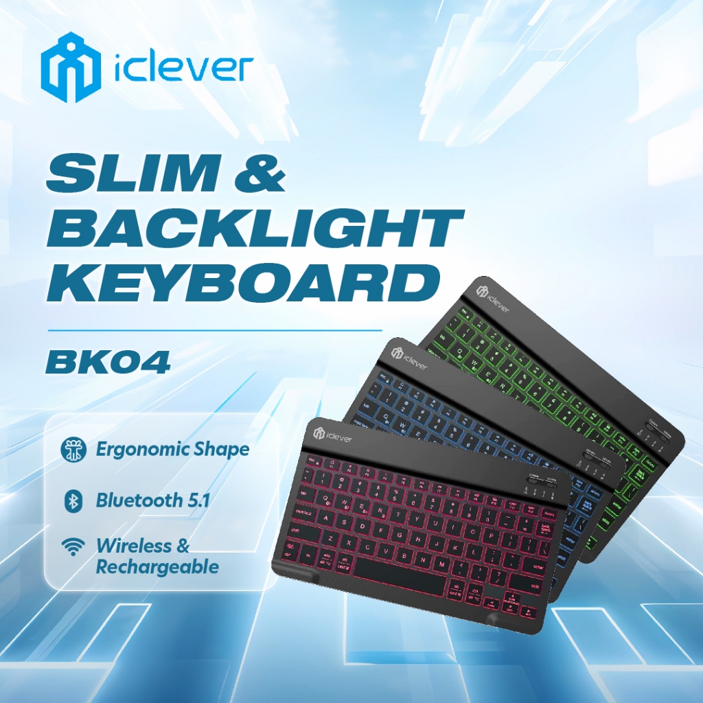 iClever BK04 Universal Slim Portable Wireless Bluetooth 5.1 7-Colors ...
