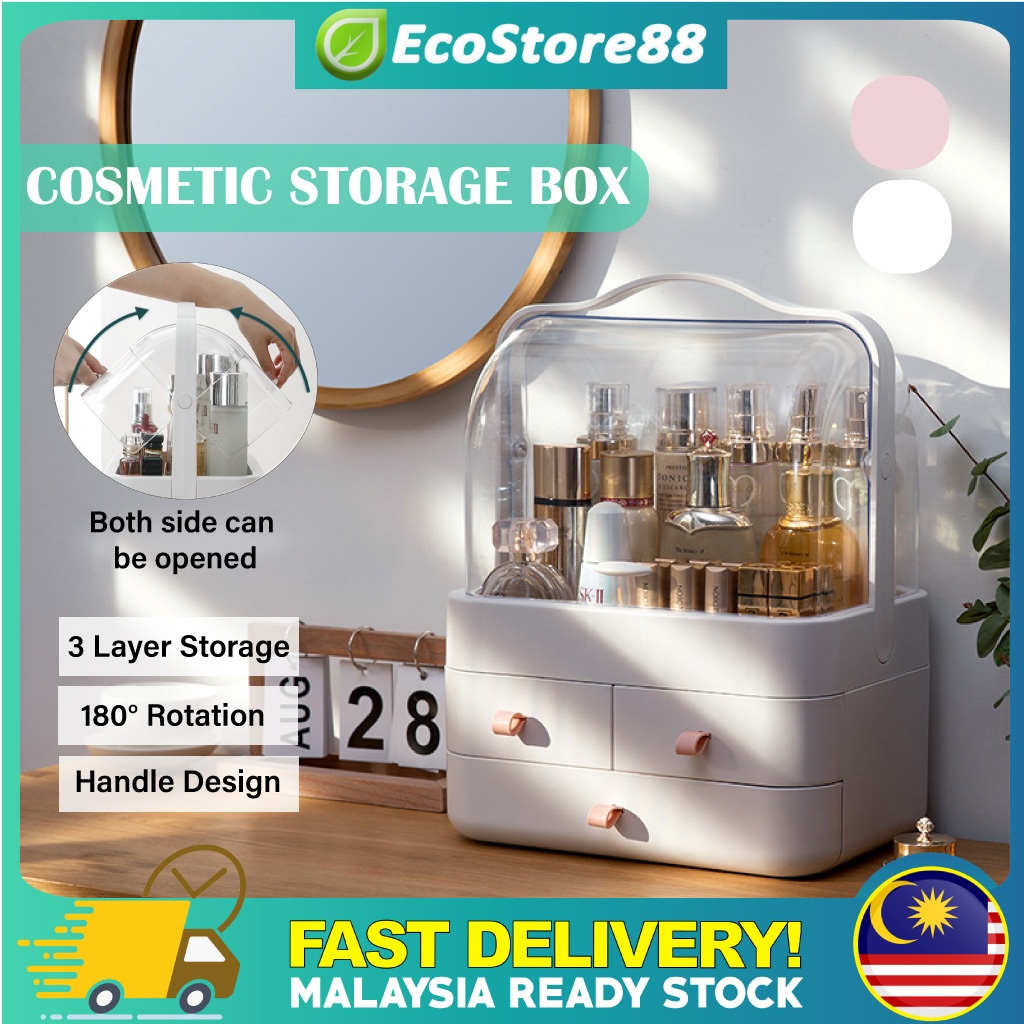 3 Layer Modern Cosmetic Box Large Makeup Jewelry Nail Lipstick Skincare ...