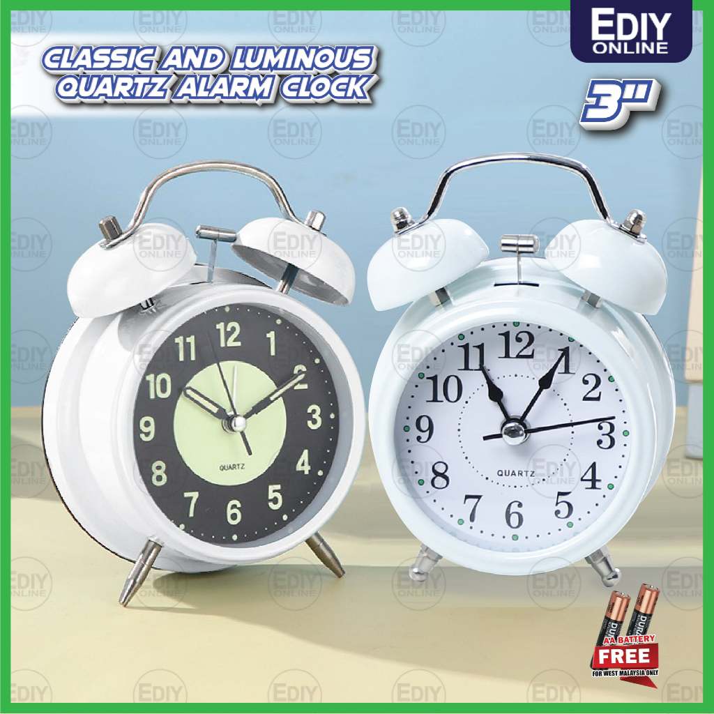 3" Retro Quartz Alarm Clock Loud Sound Twin Bell Analogue Desk Bed Home ...