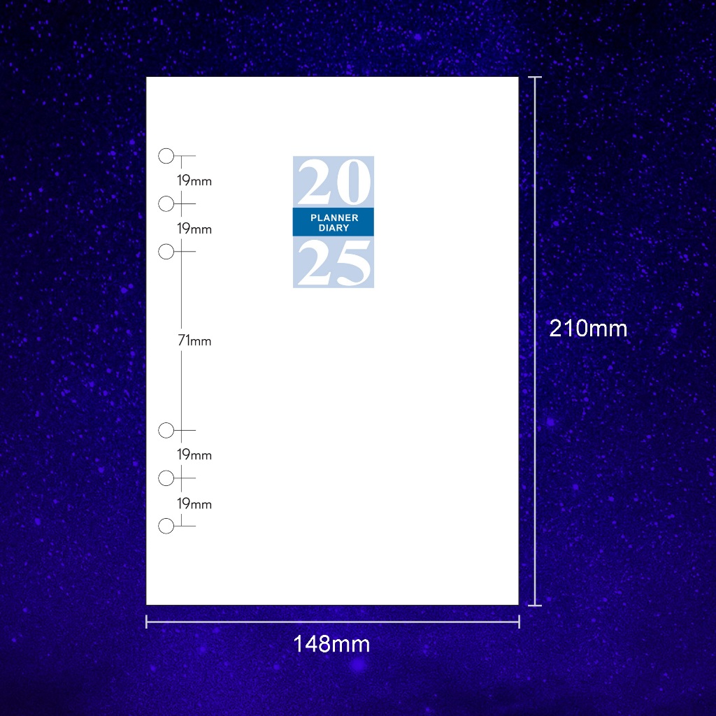 2025 A5 6 O Ring Planner Diary Text Refill Organizer Loose Leaf Month ...