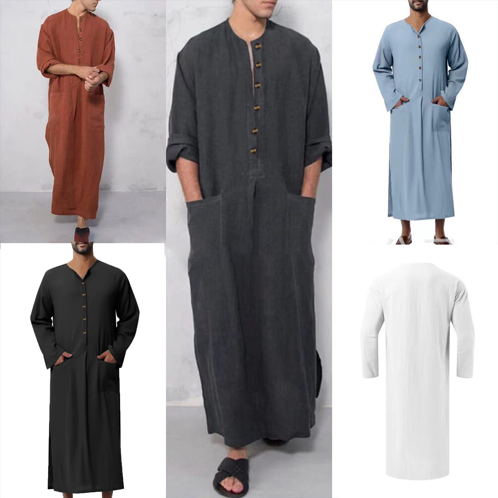 Robe for Men Muslim Jubah Mens thobe arabic man Full Sleeves dress ...
