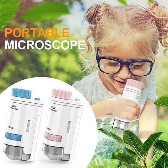200x Zoom Kids Portable Microscope Handheld Mini Microscope with LED ...