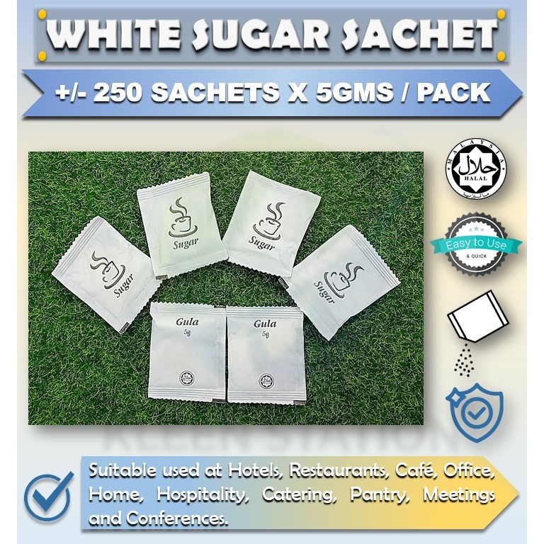 White Sugar Sachet (5gmX 250 Sachet +/-) / HALAL Logo/Individual ...