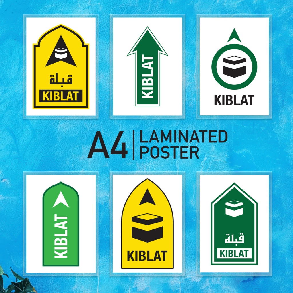 [Laminated Poster] A4 Size Papan Tanda Signage Arah Kiblat/KIBLAT ...
