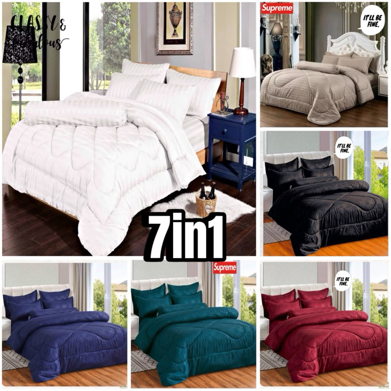 Hotel High Quality 7in1 set comforter Bedsheets Luxury Cadar Queen Size ...