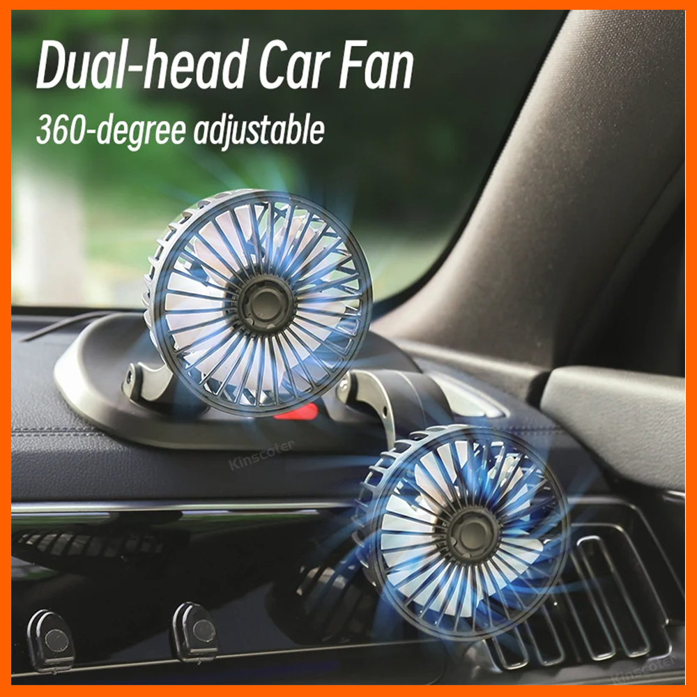 Car Strong Dual Fan Air Conditioning Double Booster Cooler 360 Desktop ...