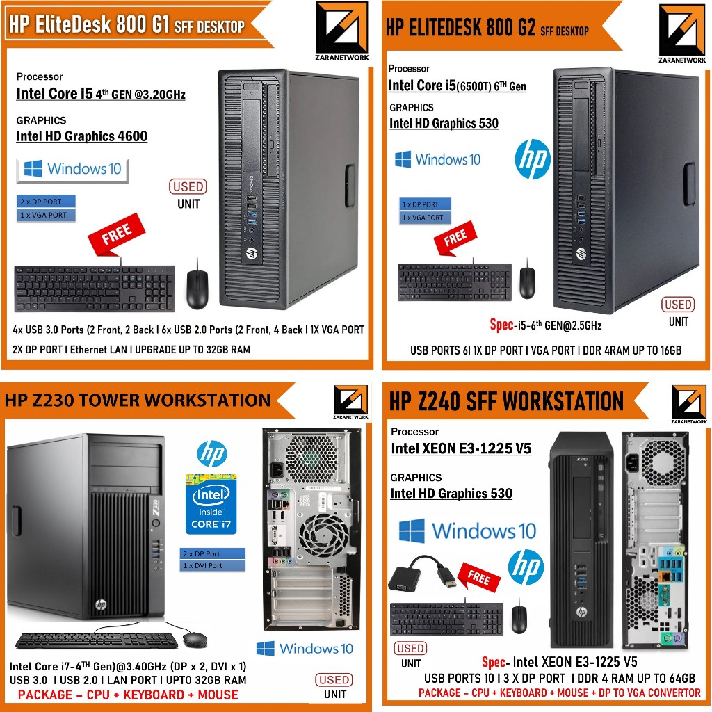HP EliteDesk 800 G1 / 800G G2 / XEON Core i5 Full Set With 22" HP ...