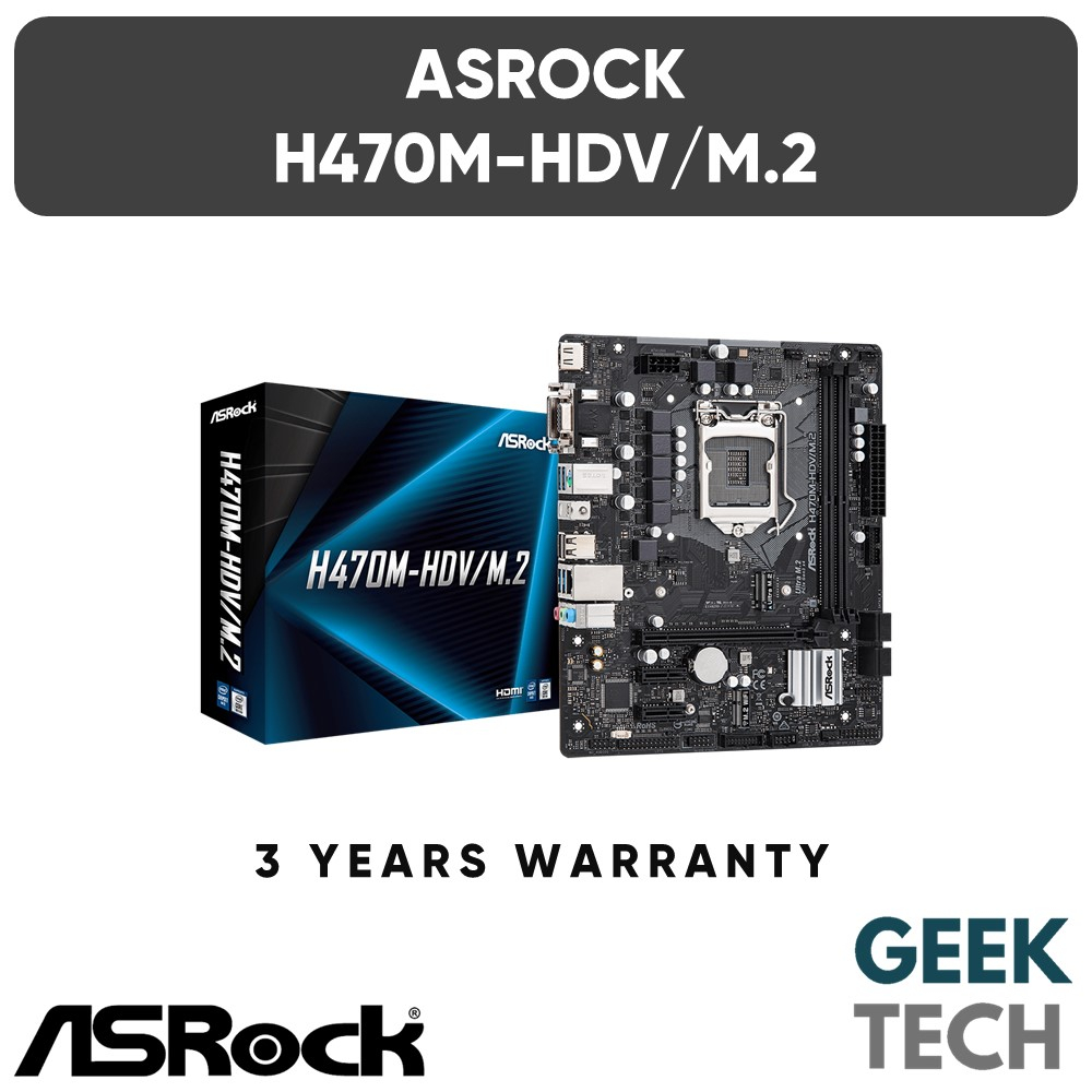 ASRock H470M-HDV/M.2 mATX Motherboard - Supports 10th Gen Intel LGA1200 ...