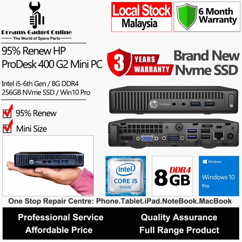 HP ProDesk 400 G2 Mini PC Desktop Computer Intel Core-I5 6th Generation ...