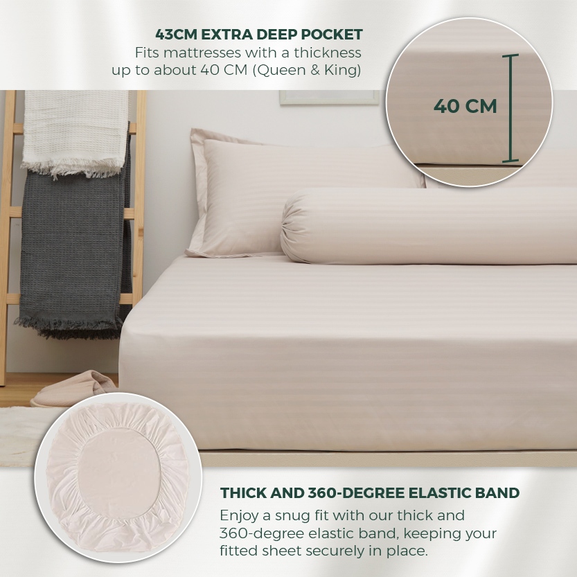 KOJI Silky Touch- Emboss Series- 43cm Deep Pocket- Microfibre Bed Sheet ...