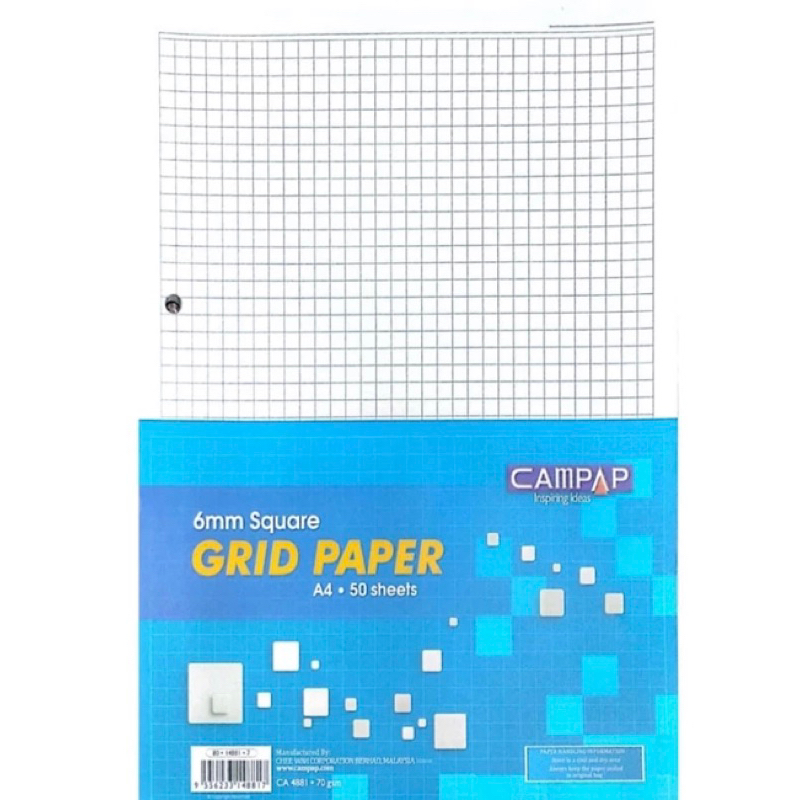 Campap Grid Paper 6mm Square A4 70gsm 50 Sheets | Shopee Singapore